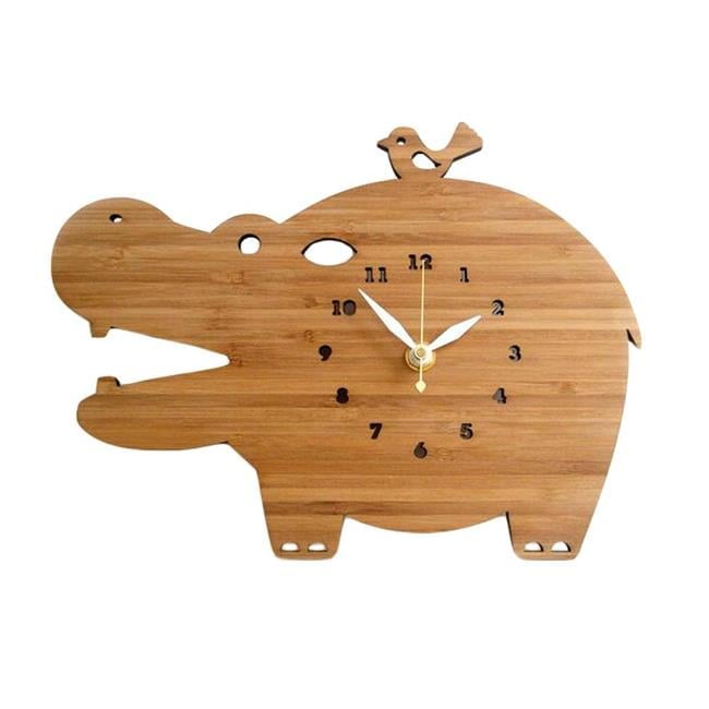 Panda Superstore 12 in. Cute Hippos Shape Modern Wall Clocks Kids Room ...