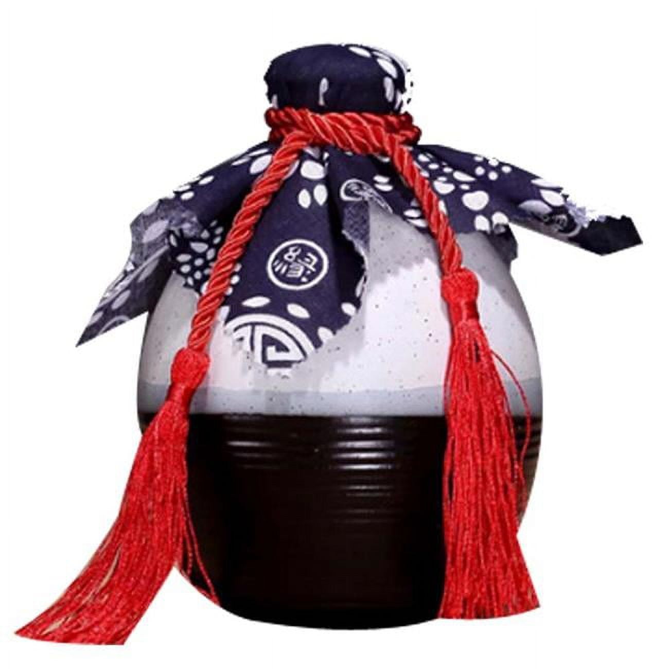 Panda Superstore 16 oz Ceramic Empty Bottle Retro Chinese Small Flagon with Cloth Cover Wine Jar ...