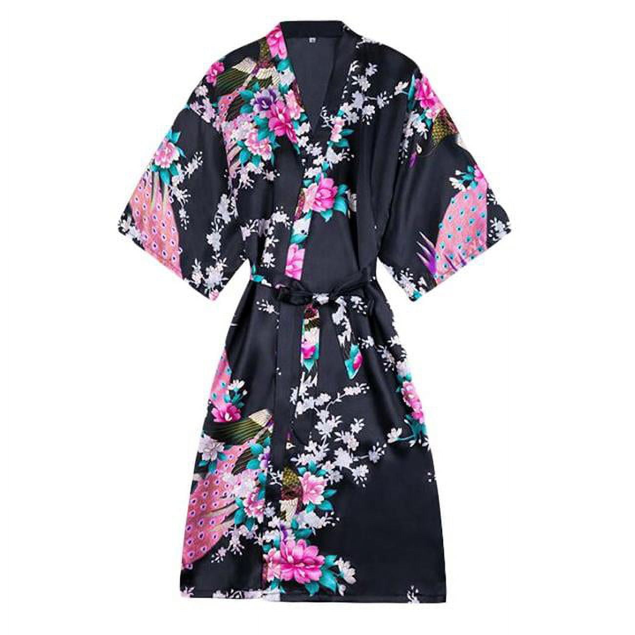 Panda Superstore 43 in.-53 in. Girls Peacock Floral Satin Robes Getting ...