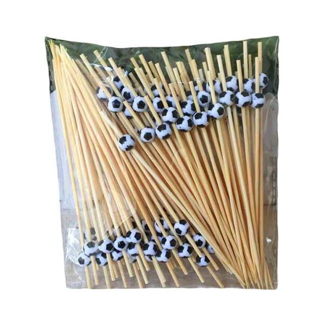 Panda Superstore Disposable Bamboo Football Fruit Cocktail Picks ...
