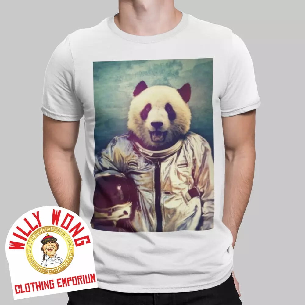 Panda T-Shirt Astronaut Alien Flat Earth NASA Space Man Retro Tee ...