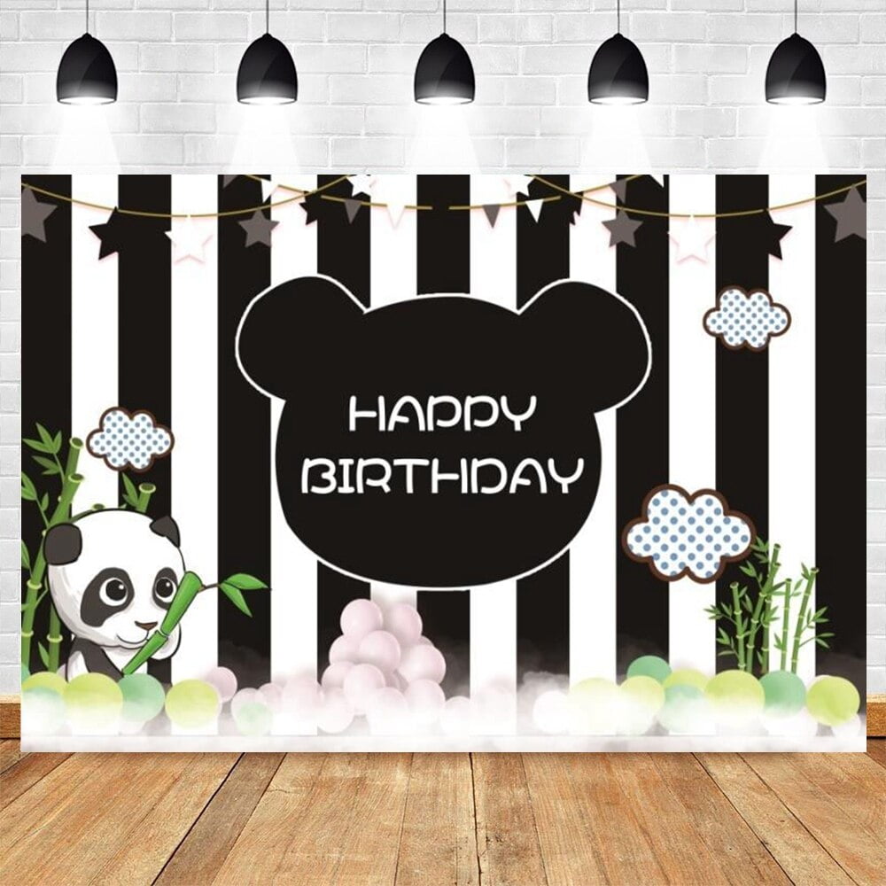 Panda Themed Baby Birthday Photography Backdrop Decor Safari Jungle ...