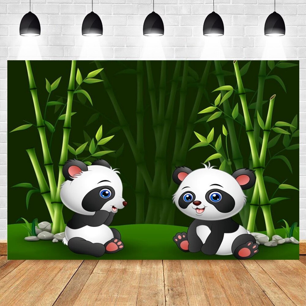 Panda Themed Baby Birthday Photography Backdrop Decor Safari Jungle ...