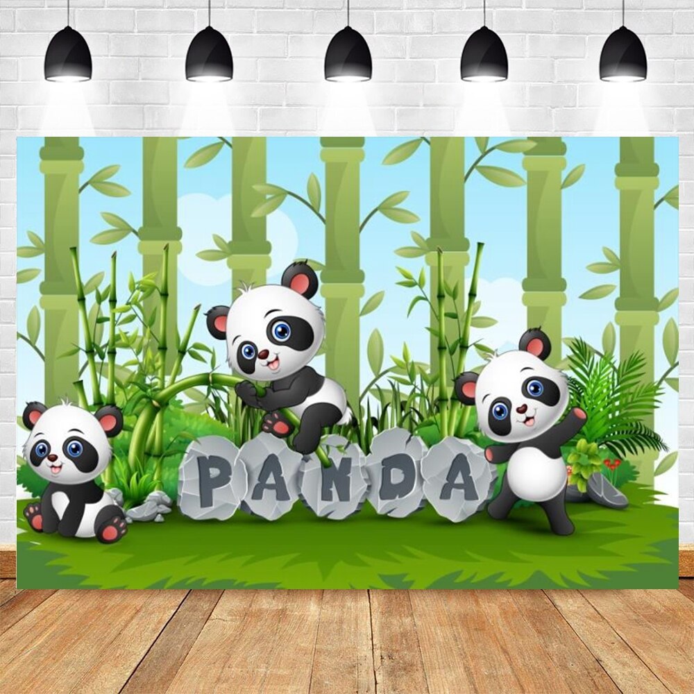 Panda Themed Baby Birthday Photography Backdrop Decor Safari Jungle ...