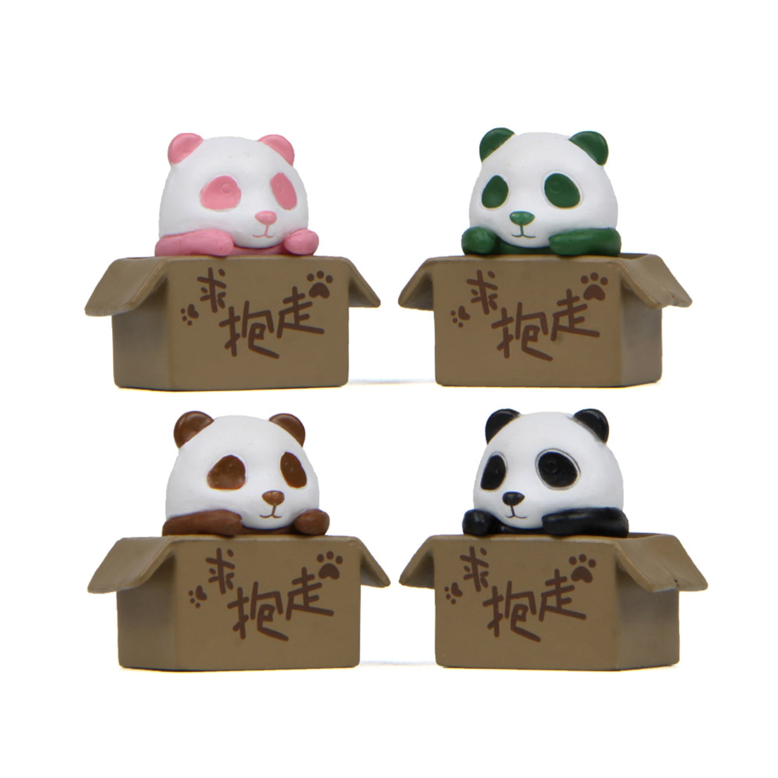 Panda Toy Set Figurines for Kids 4pcs Cartoon Panda Figurine Cute Mini ...