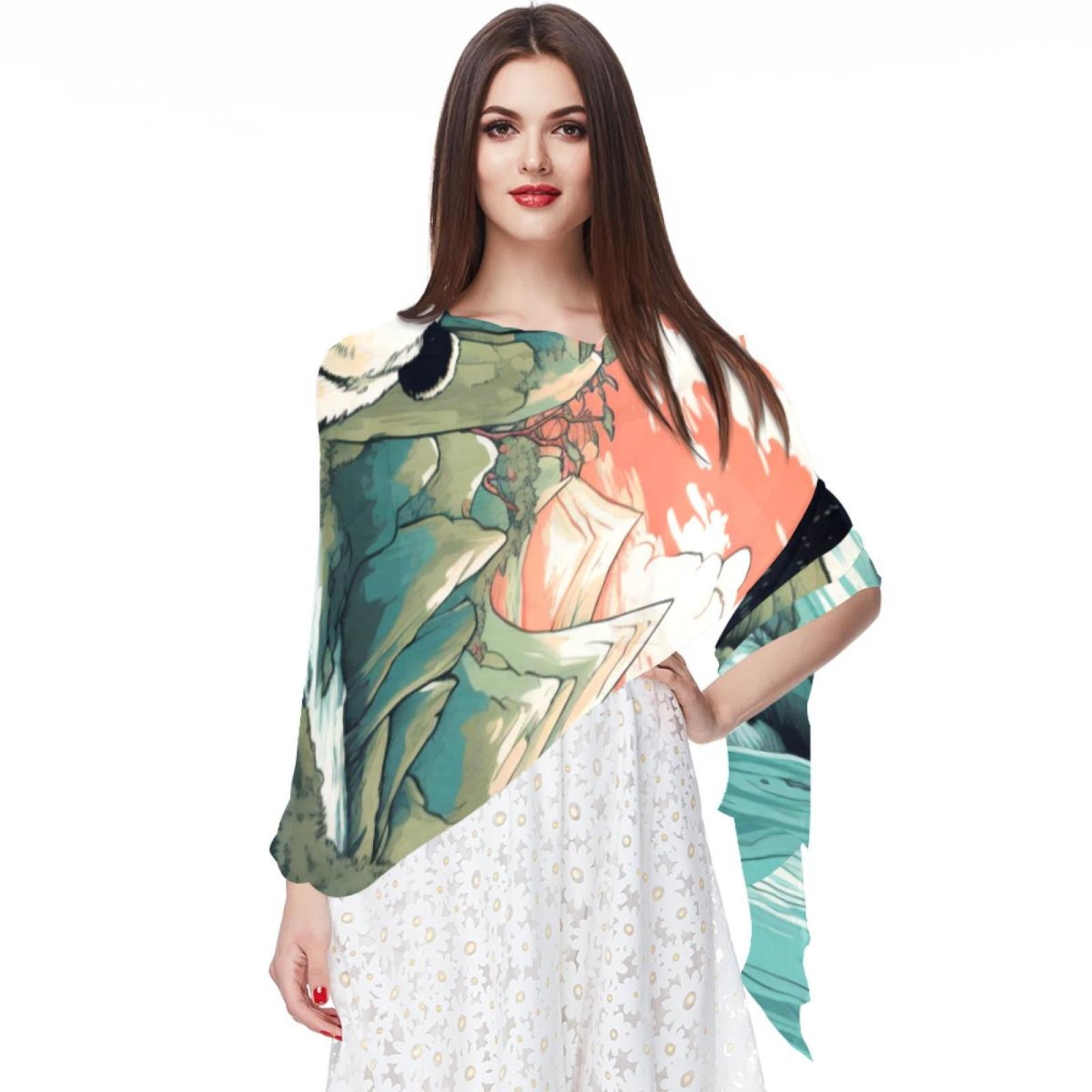 Panda Translucent Light and Breathable Chiffon Silk Scarf 70.86x28.7in ...