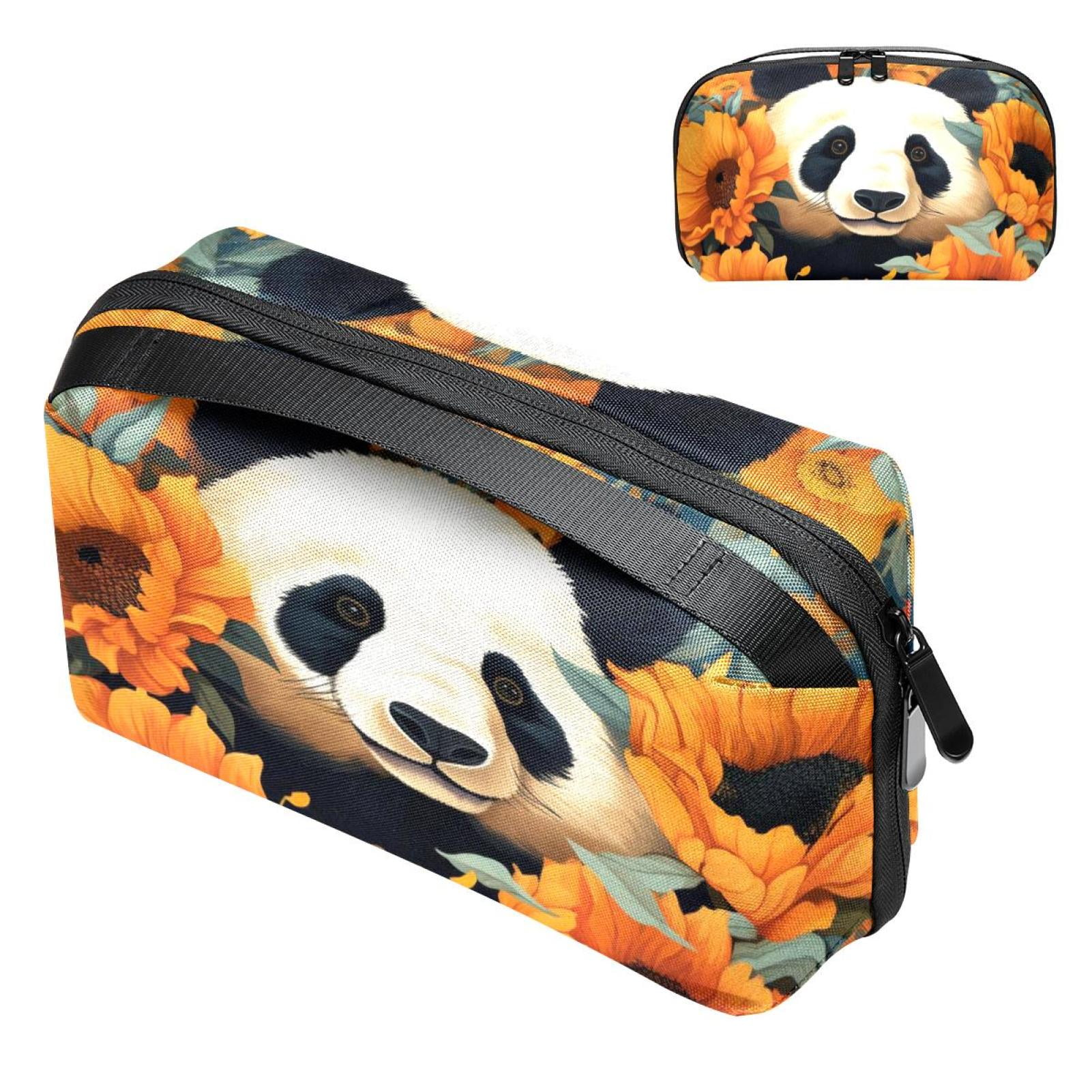 Panda Travel Case USB Organizer Leather Cord Organizer Cable Clips Cord ...