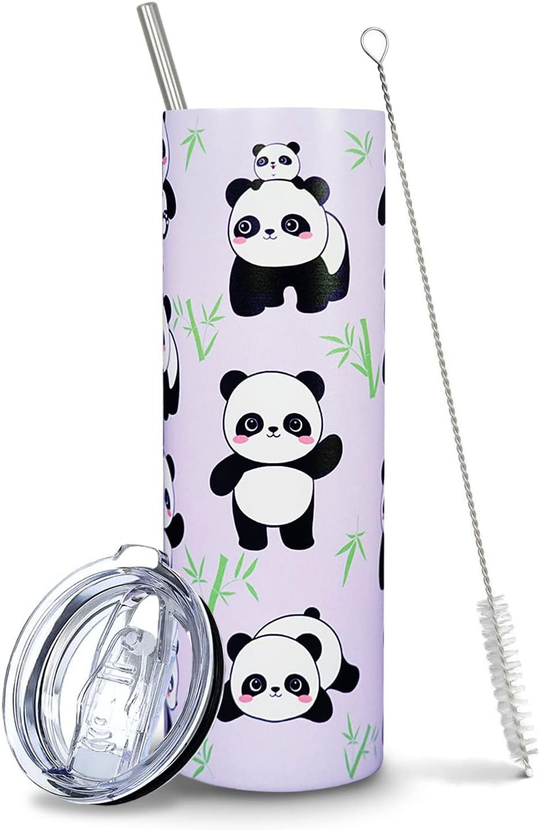 Panda Tumbler, Cute Panda Gifts for Girls Women, Panda Water Bottle/Coffee Travel Mug, Panda ...