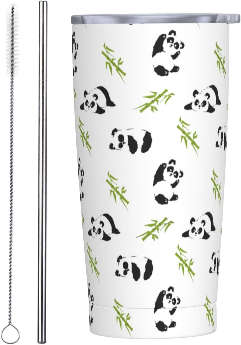 Panda Tumbler with Lid and Straw, 20 Oz Stainless Steel Insulated Water ...