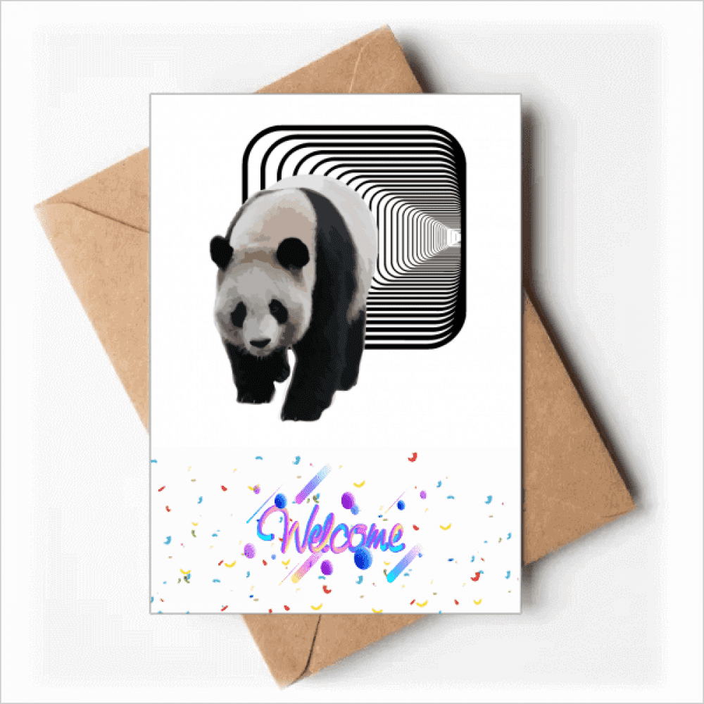 Panda Tunnel Walking Space Welcome Back Greeting Cards Envelopes Blank ...