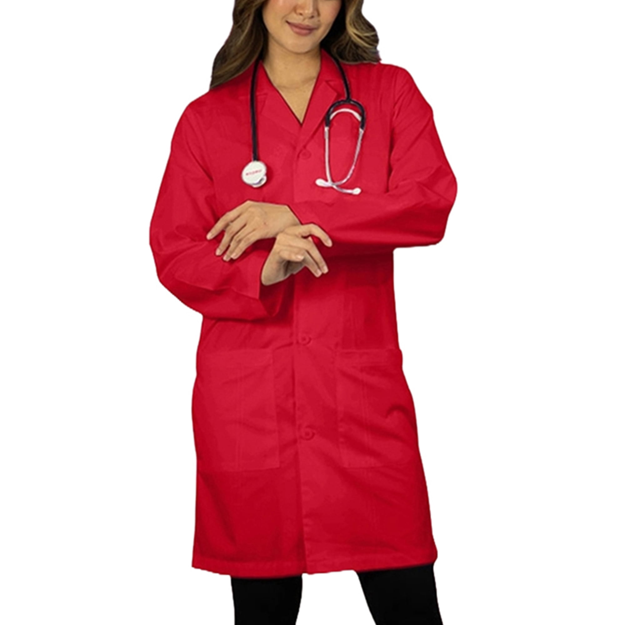Panda Uniform by HeedFit Women’s Medical Lab Coat 36" – L Red - Walmart.com