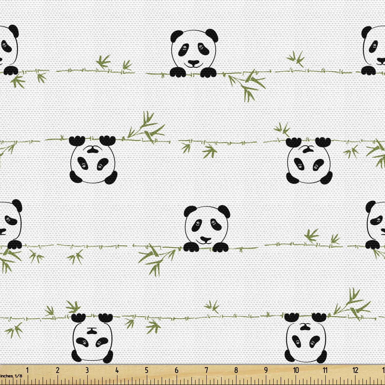 Ambesonne Panda Fabric by the Yard Upholstery, Minimal Branches with ...
