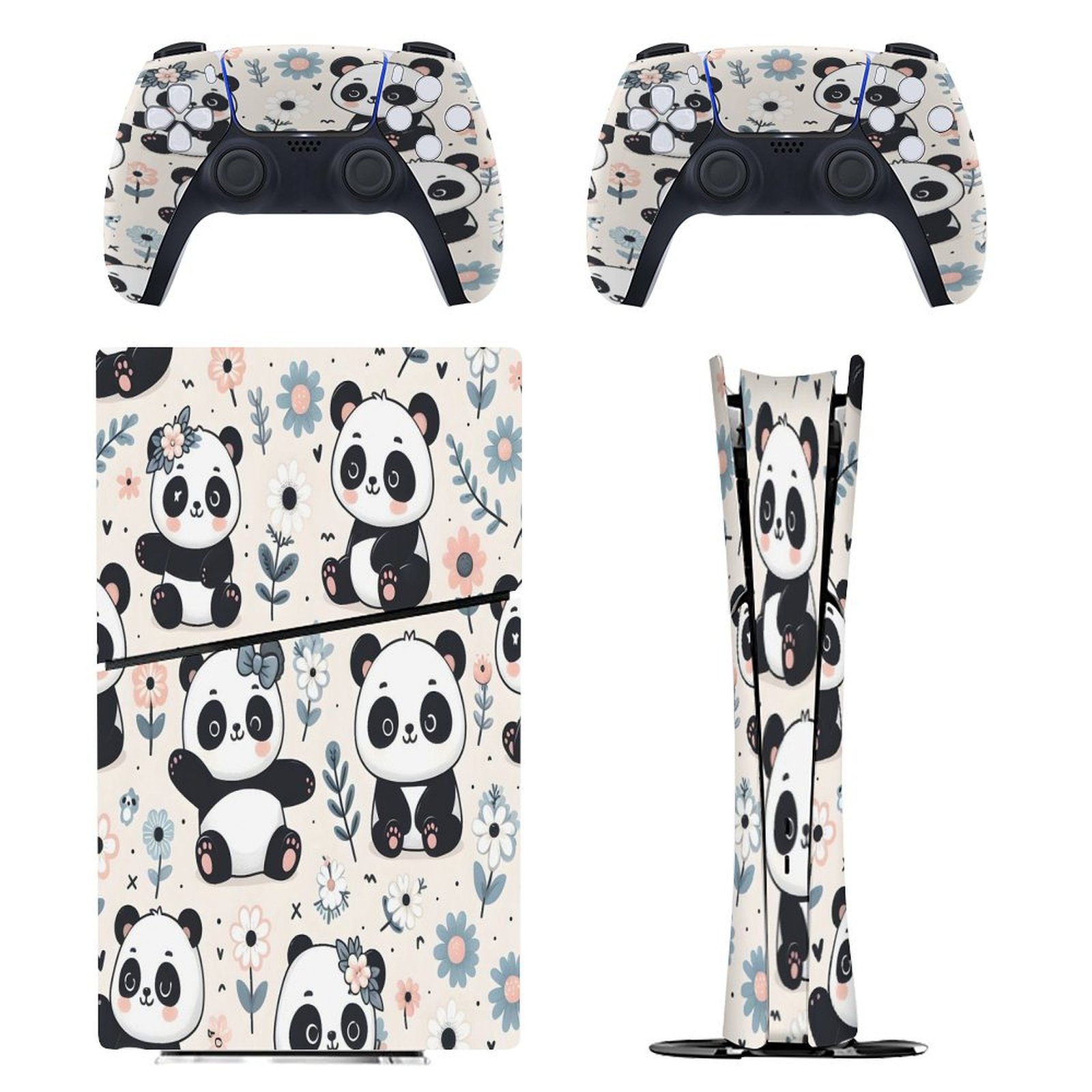 Panda, White Flower PS5/PS5 Slim Digital Disc Skin Sticker For Console ...