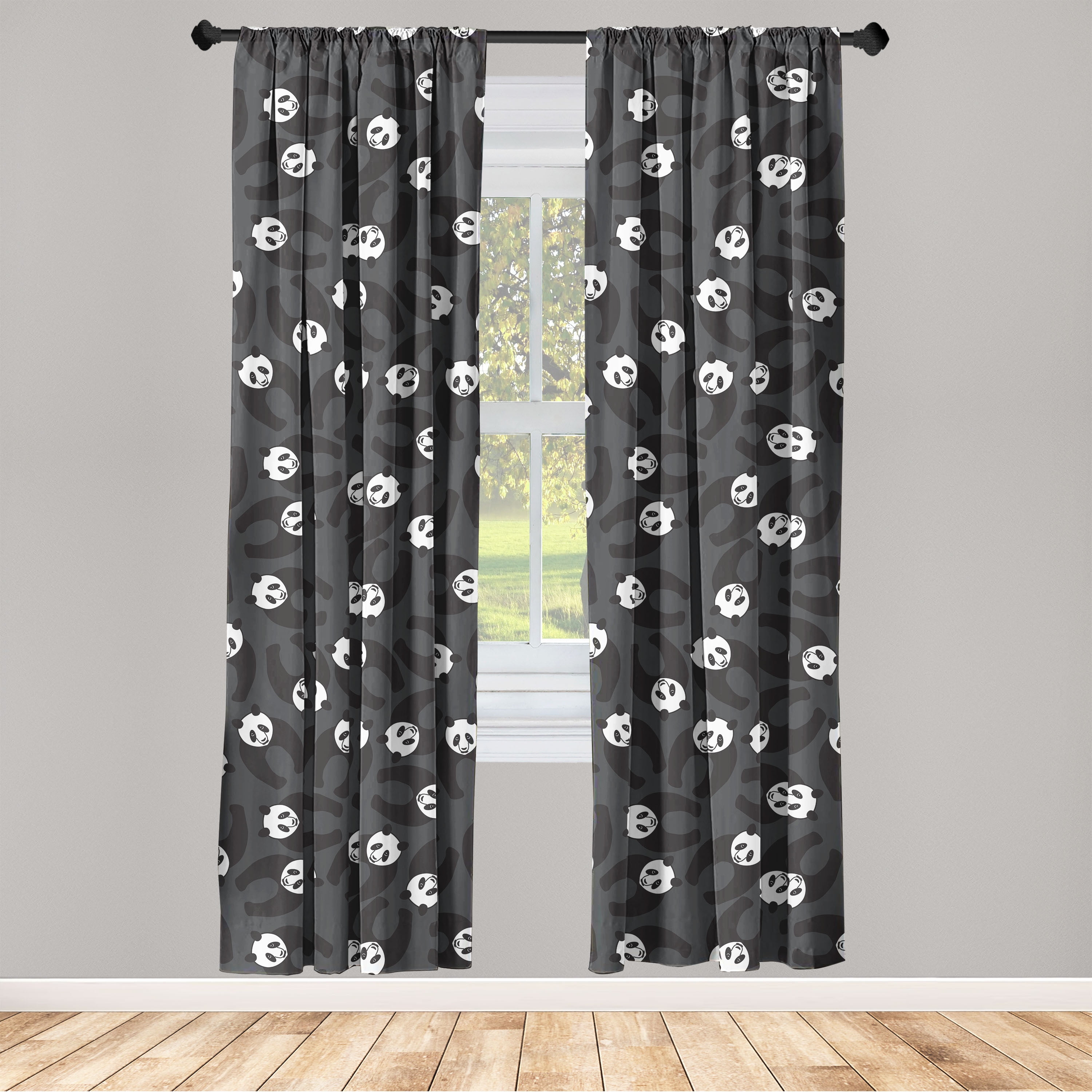 Panda Window Curtains, Wild Nature Asian Inspired Simple Design ...