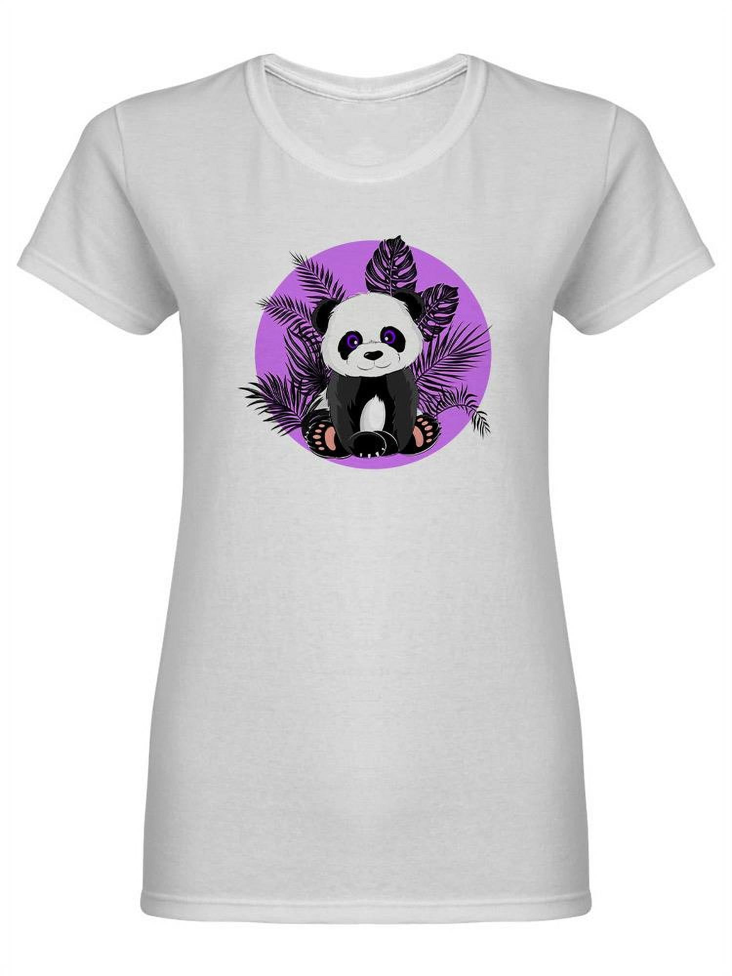 Panda With Purple Palm Leaves Shaped T-Shirt Women -Image by ...