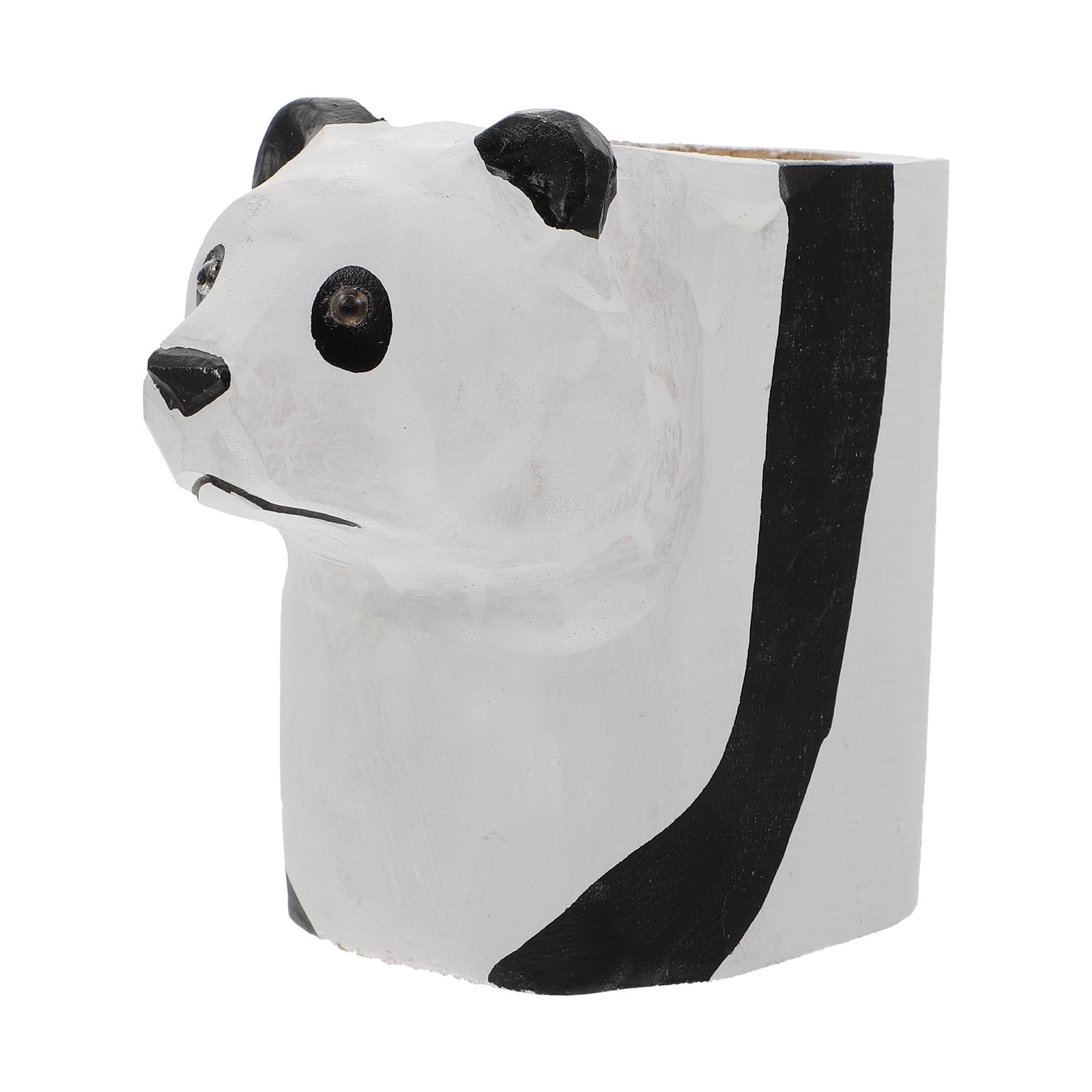 Panda Wooden Pen Holder Desktop Decor Cups Bonsai Pot Stationery ...