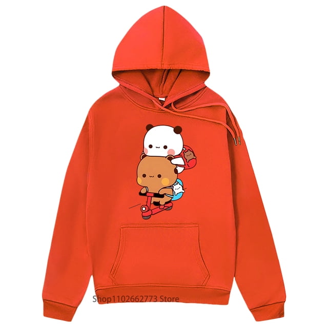 Panda and Brownie Bear Couple Bike Riding Hoodie Bubu and Dudu Print ...