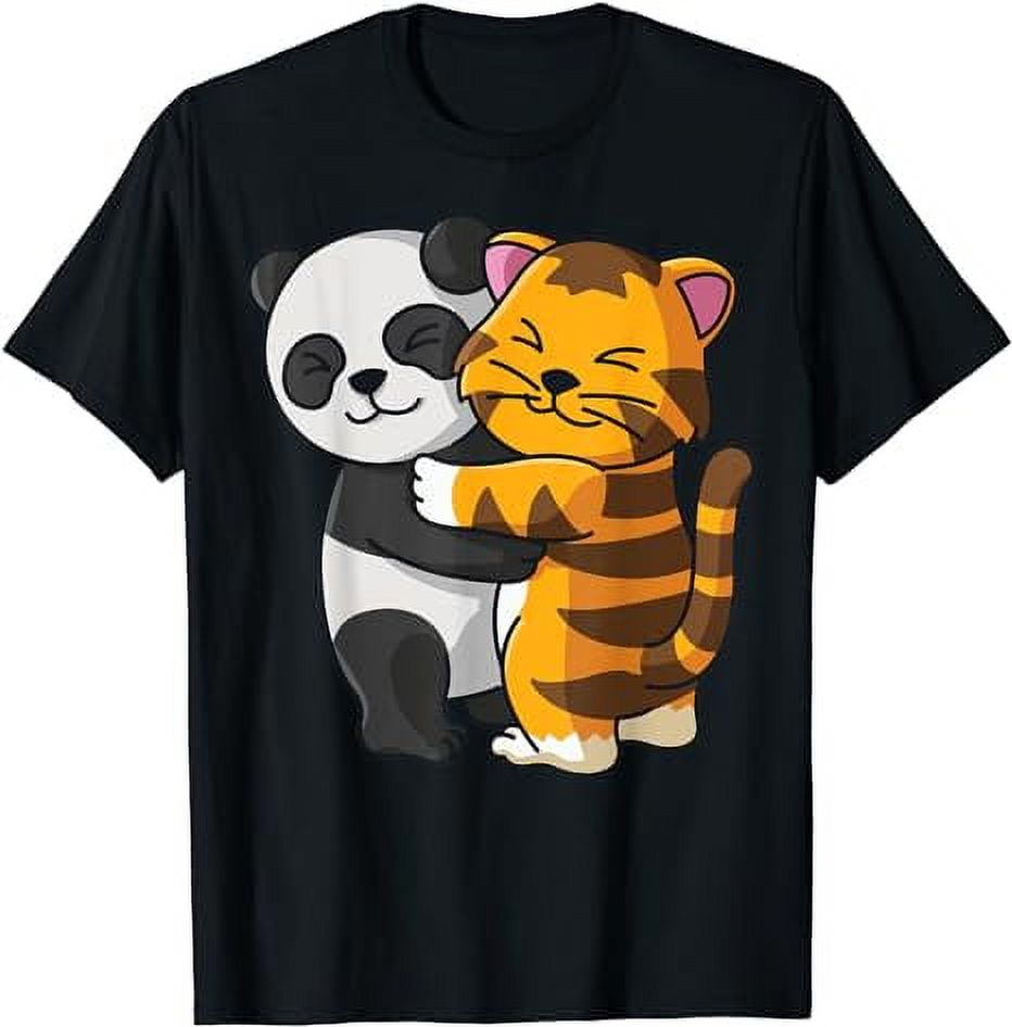 Panda and Tiger Cute Animal Lover Hugging Women Girls T-Shirt - Walmart.com