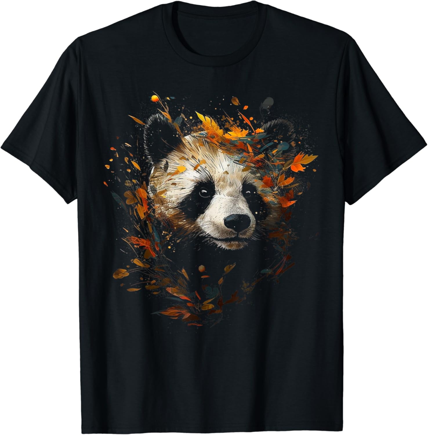 Panda artwork - autumn leaves - art animal panda T-Shirt - Walmart.com