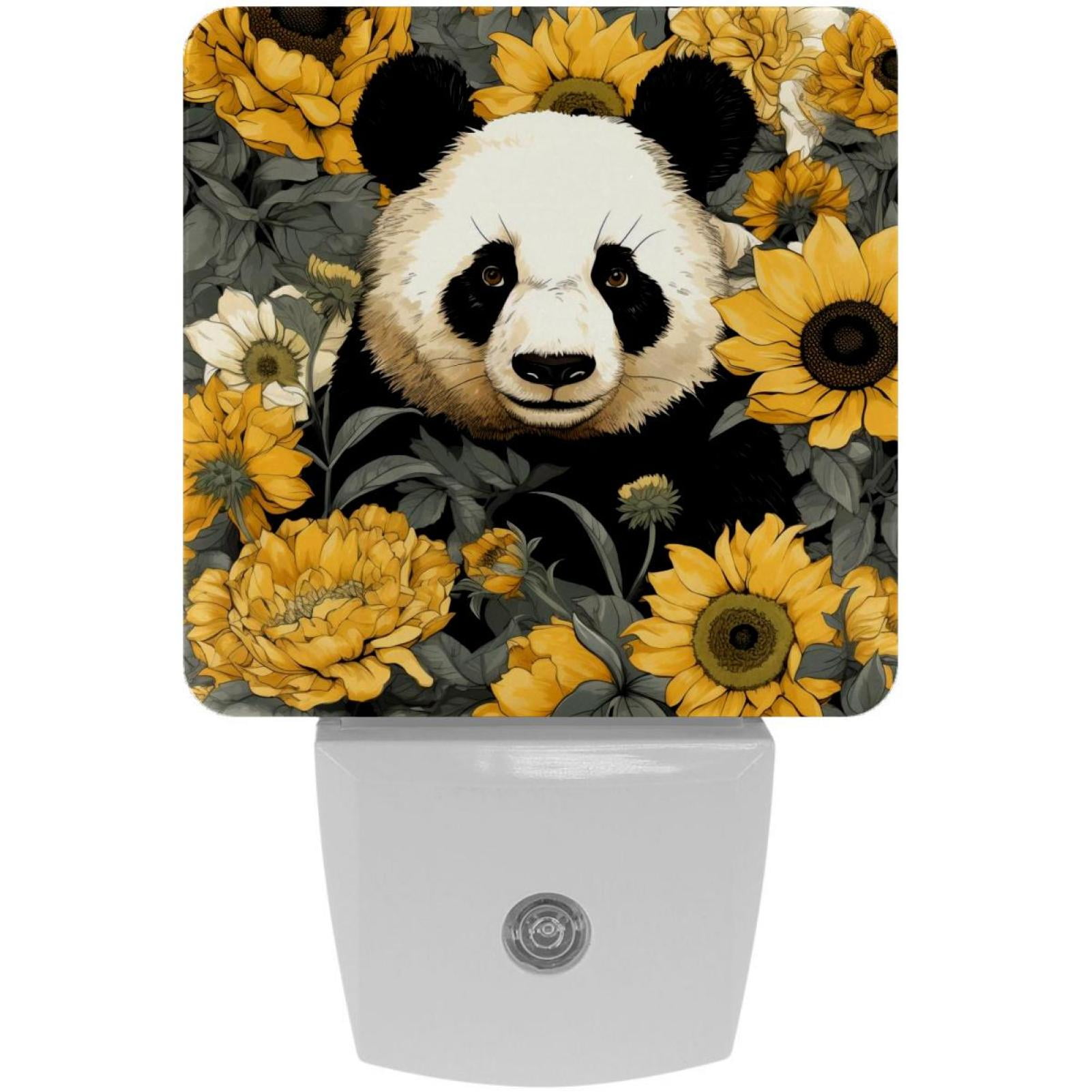 Panda sunflowers LED Square Night Light for Bedroom and Bathroom ...
