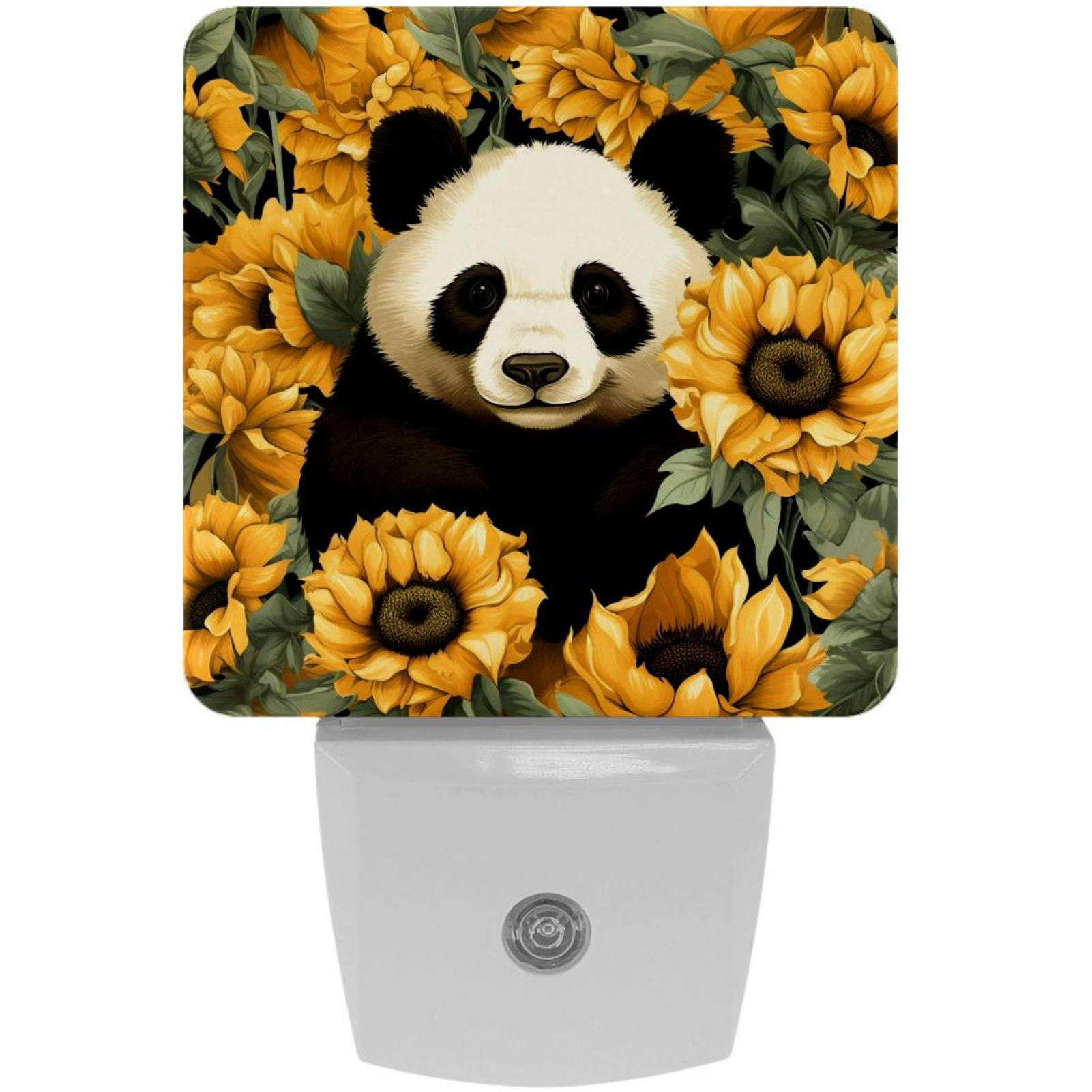 Panda sunflowers LED Square Night Lights for Bedroom and Living Room ...