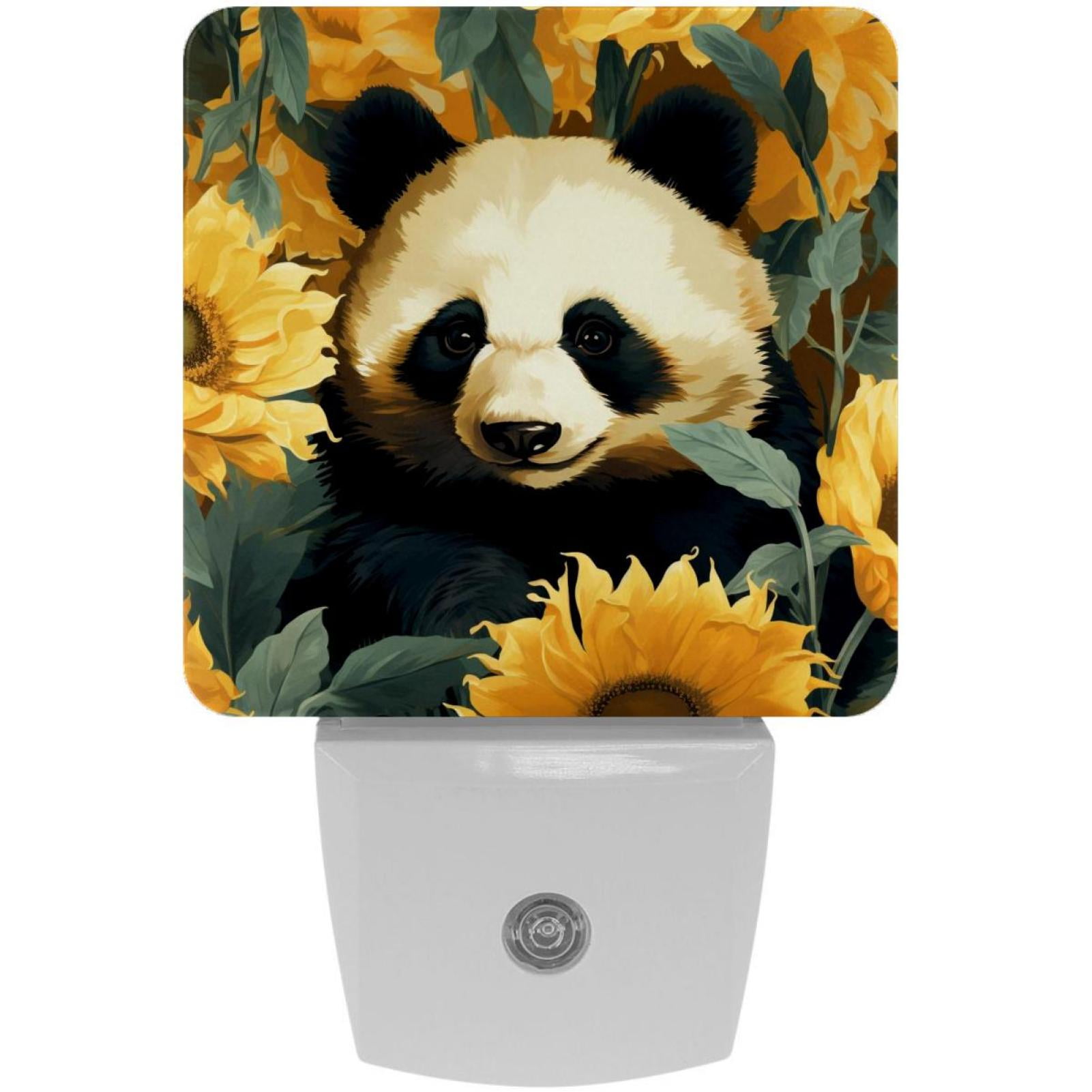 Panda sunflowers LED Square Night Lights - Modern Design, Soft Glow ...