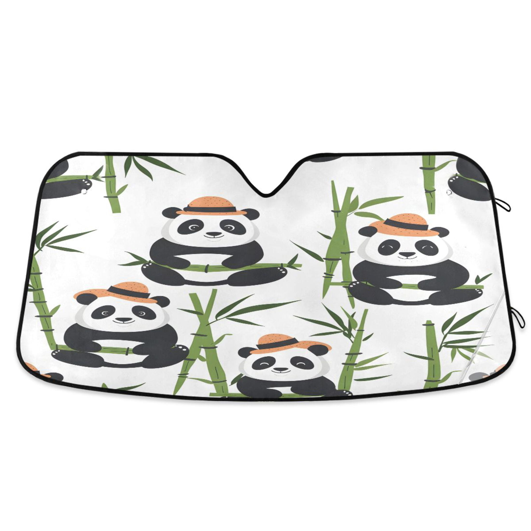 Panda with Branches Leaves Hats Windshield Sun Shade Automobile Visor ...