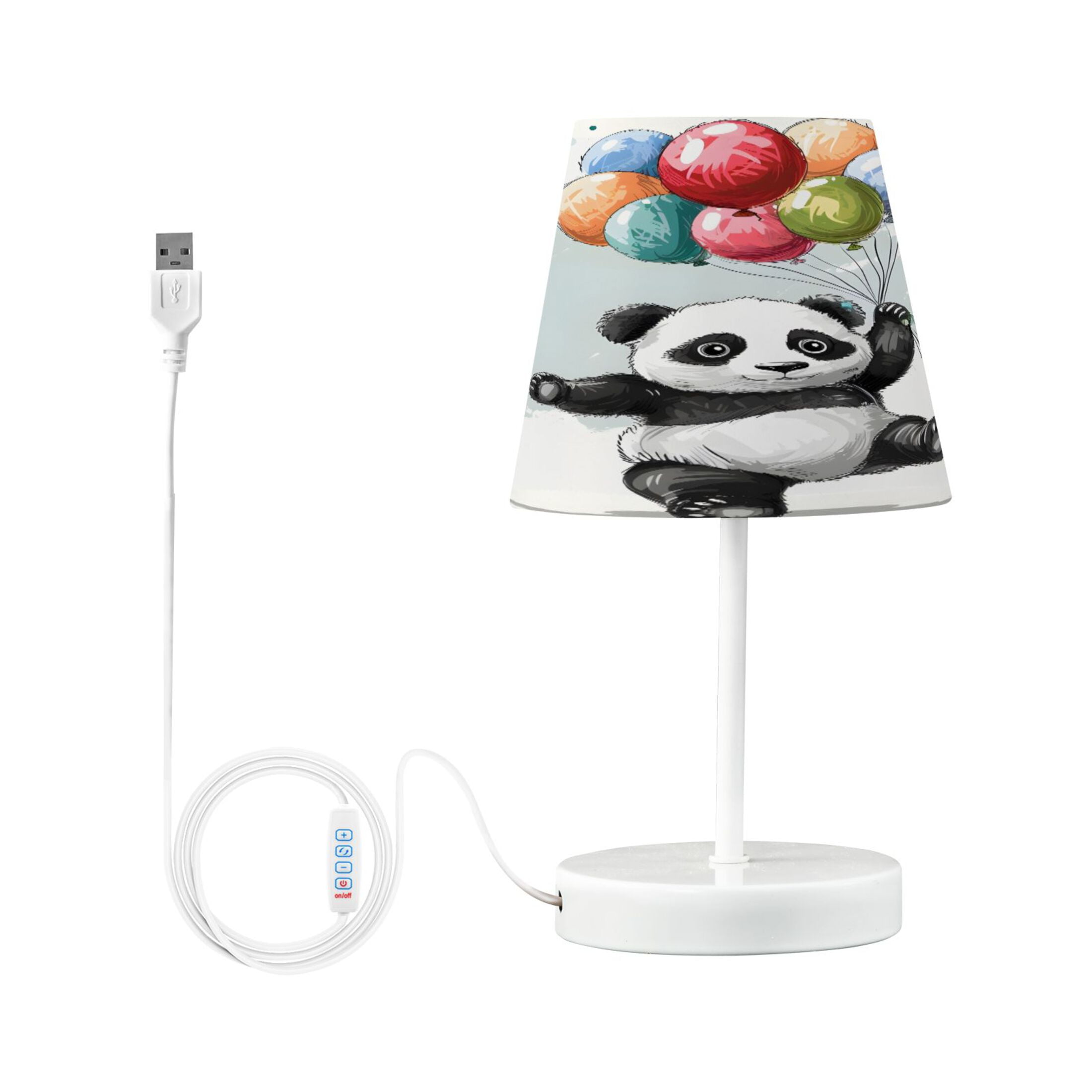 Panda with Colorful Balloon Desk Lamp LED Table Nightstand Lamps with 3 ...