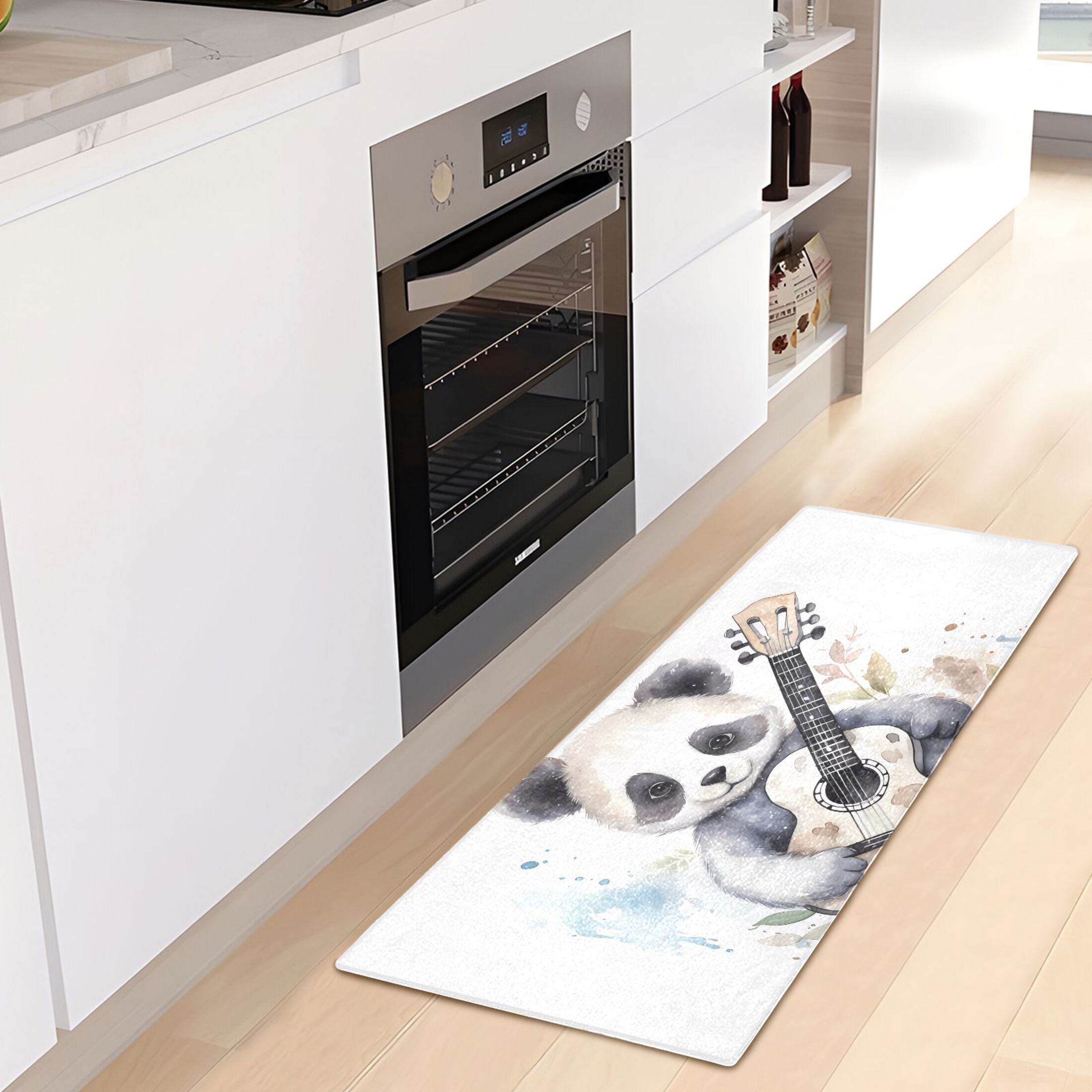 Panda with Guitar Luxury Kitchen Rug Non Slip Bathroom Plush Mat Shaggy ...