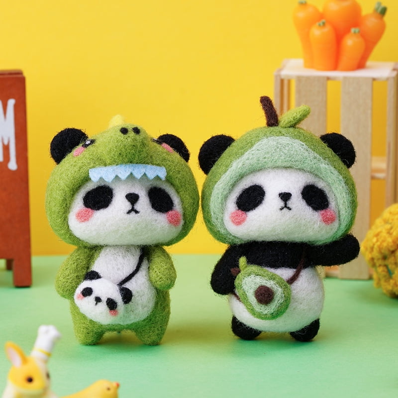 Panda wool felt stamp music diy material bag handmade pendant ...