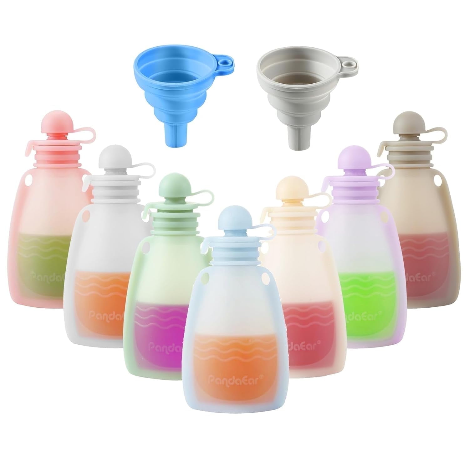 PandaEar Reusable Silicone Baby Food Pouches, 7 Pack, 5.5 oz - Walmart.com