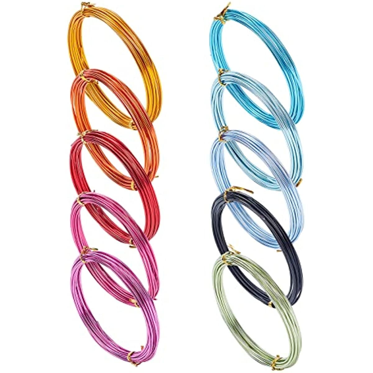 PandaHall 10 Rolls Aluminum Craft Wire 15 Guage Flexible Floral Colored ...