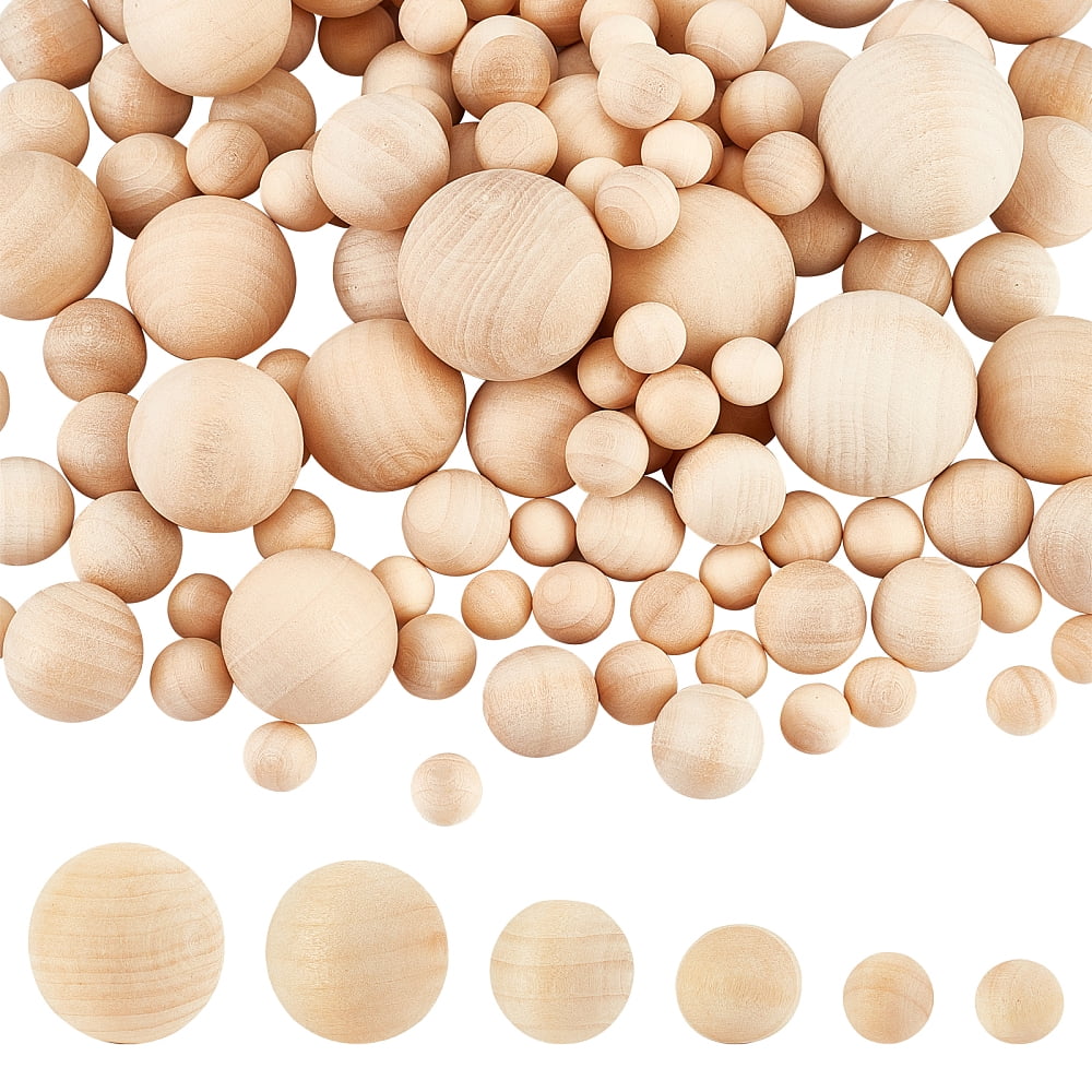 PandaHall Elite Natural Wooden Round Ball, DIY Decorative Wood Crafting ...