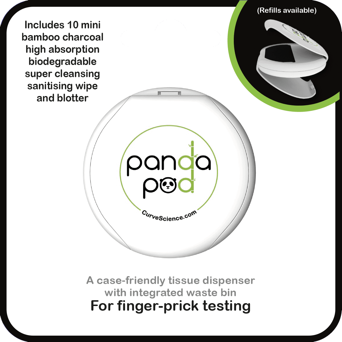 PandaPod Tissue Dispenser for Finger-Prick Testing - Tissue Case ...
