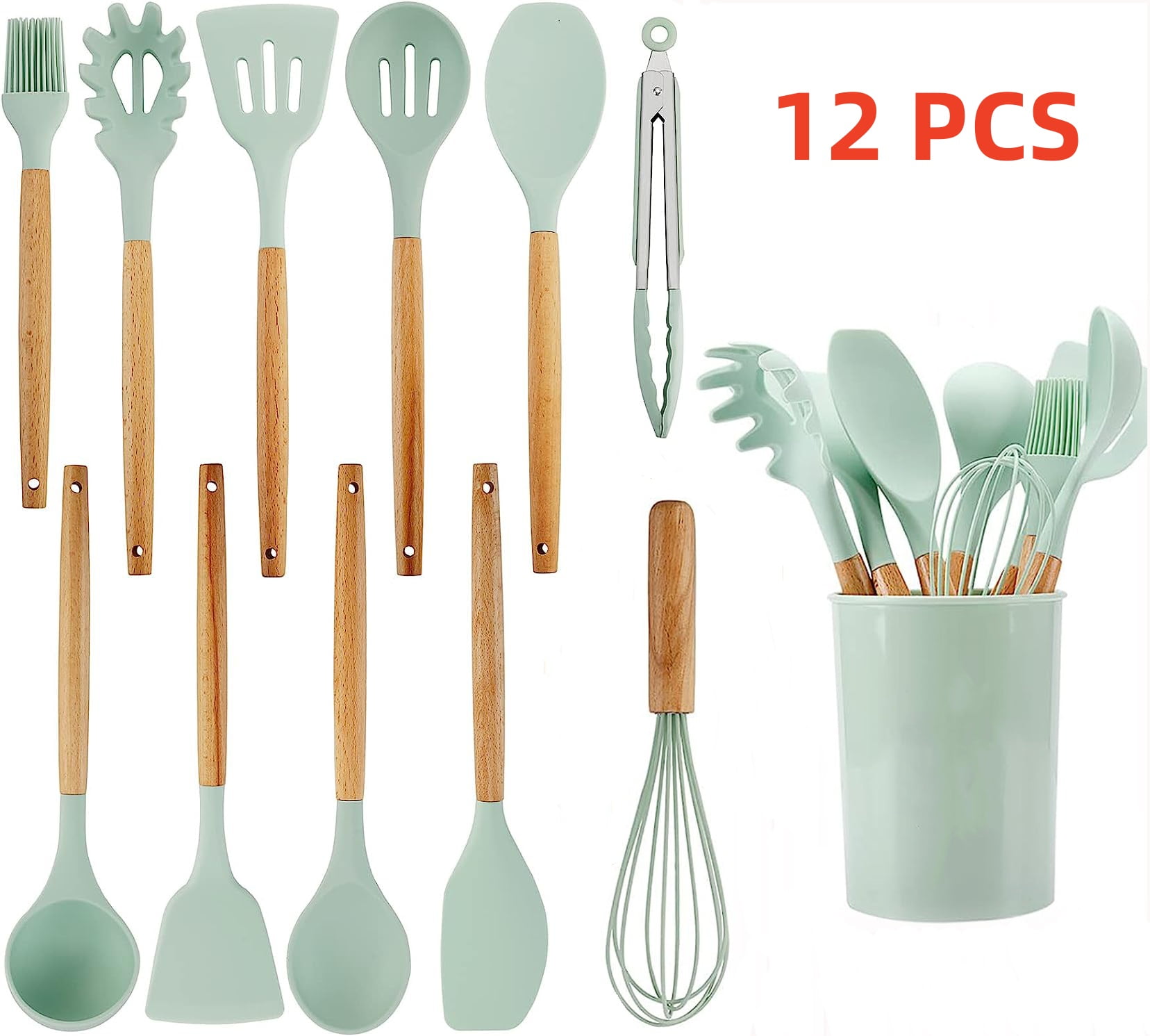 PandaTop 12-Piece Silicone Kitchen Utensil Set, Cooking Utensils Set ...