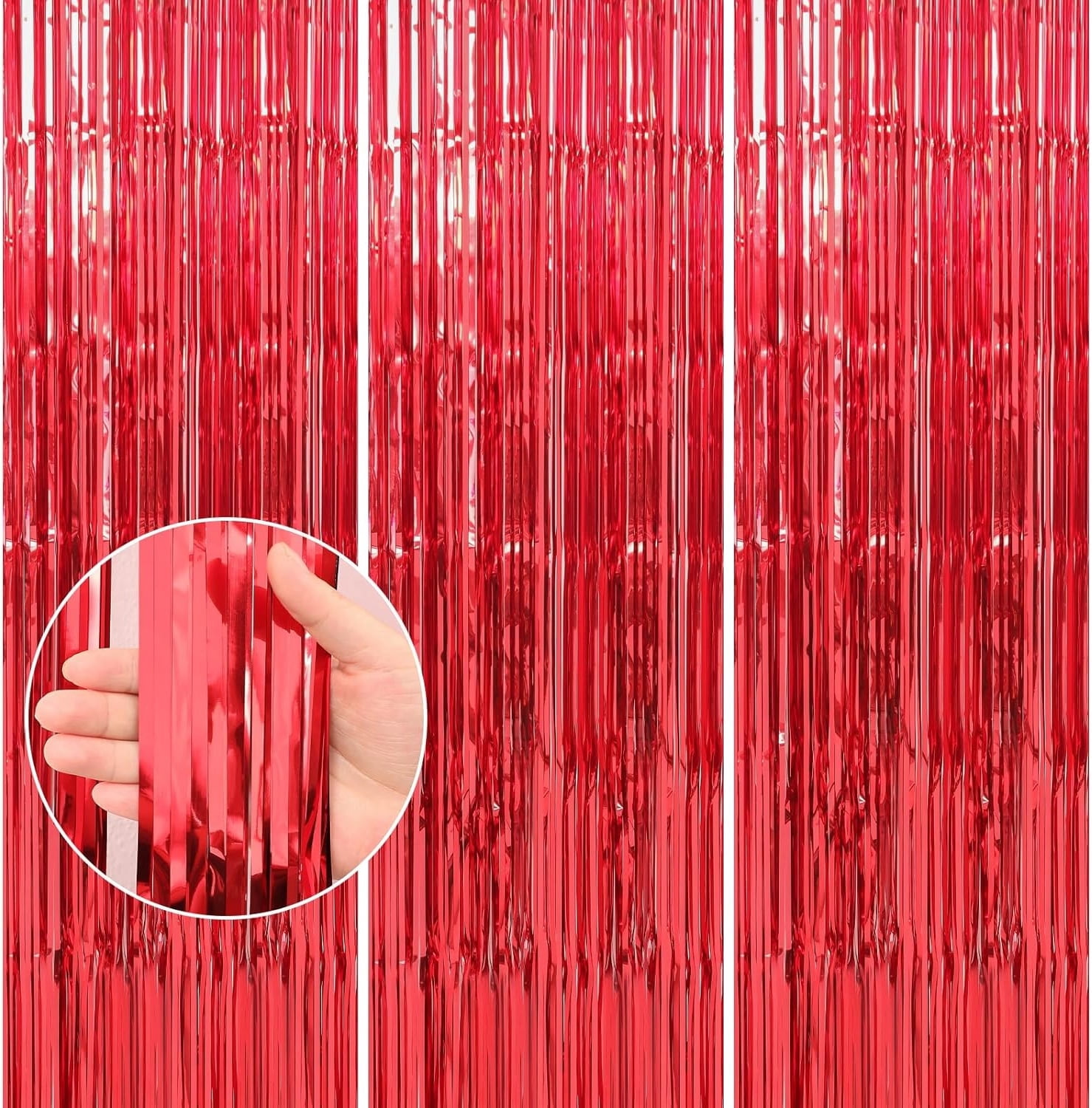 PandaTop 3 Pack 3.2 * 6.5 ft Foil Curtain Metallic Tinsel Fringe ...