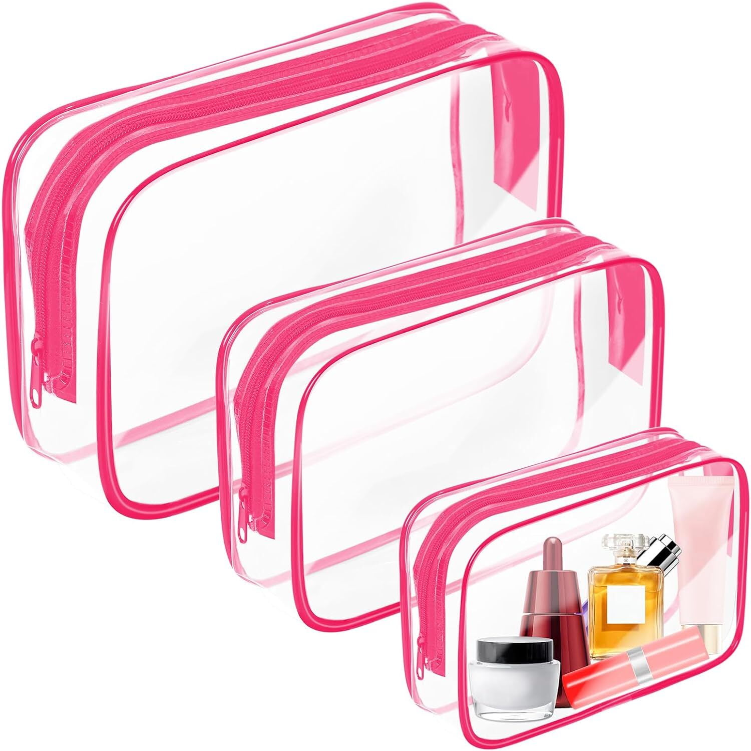 PandaTop 3 Pack Clear Travel Toiletry Bags for Men Women, TSA Approved ...