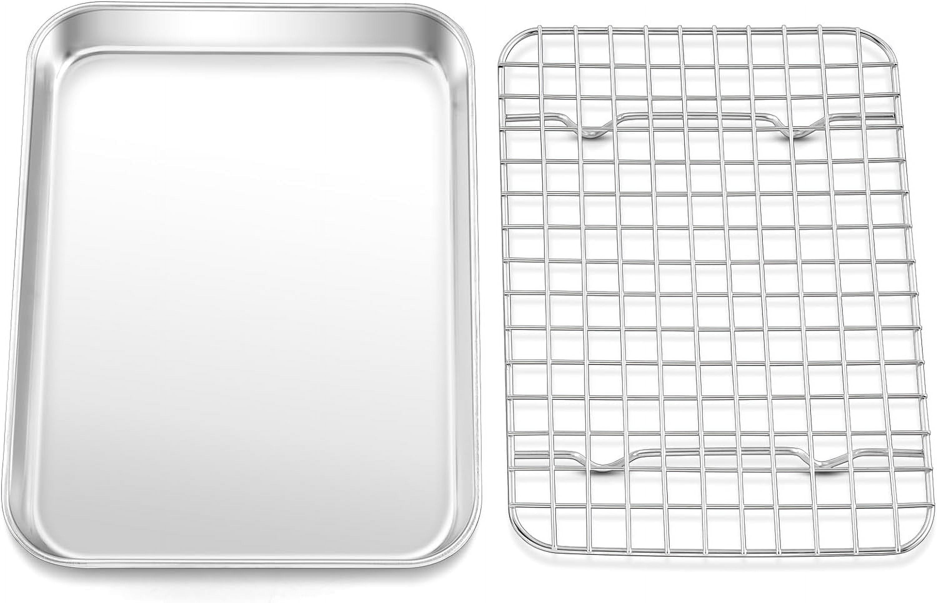 PandaTop Baking Tray +Cooling Rack set,Stainless Steel Small Baking Pan ...
