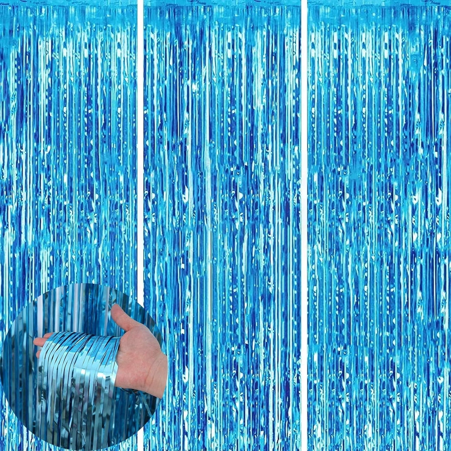 PandaTop Foil Fringe Curtain,3PCS 3.2FT x 6.5FT Metallic Tinsel Door ...