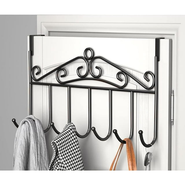 PandaTop Over The Door Hook Hanger, Black Heavy-Duty Over Door Hanger ...