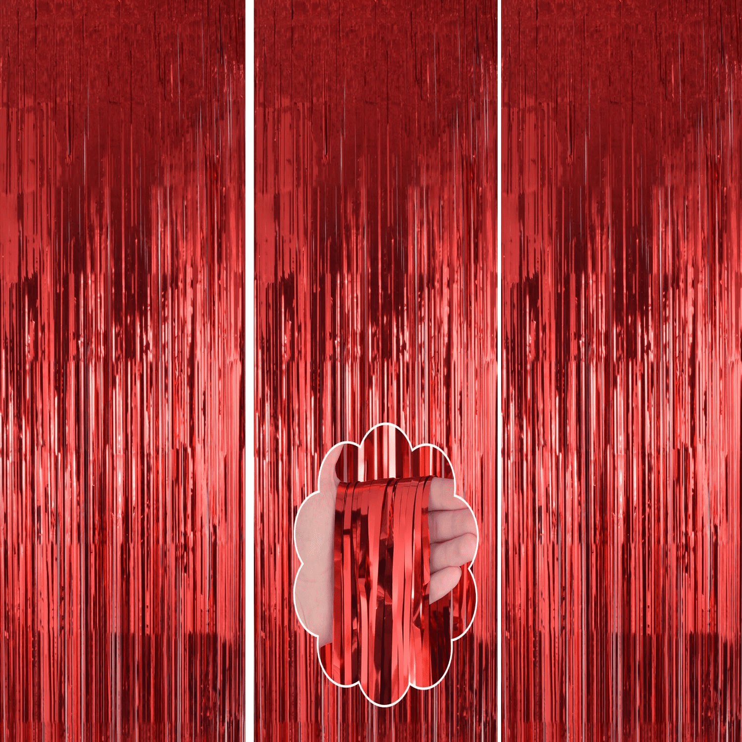 PandaTop Red Foil Fringe Curtain,Tinsel Door Curtains for Photo Booth ...