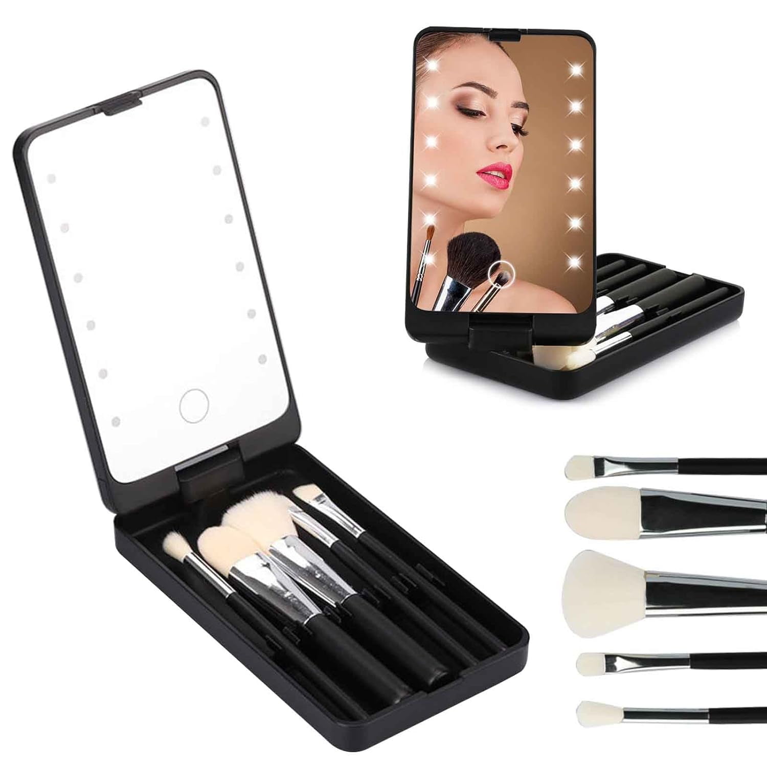 PandaTop Travel Makeup Brush Set, 5pcs Mini Complete Function Cosmetic ...