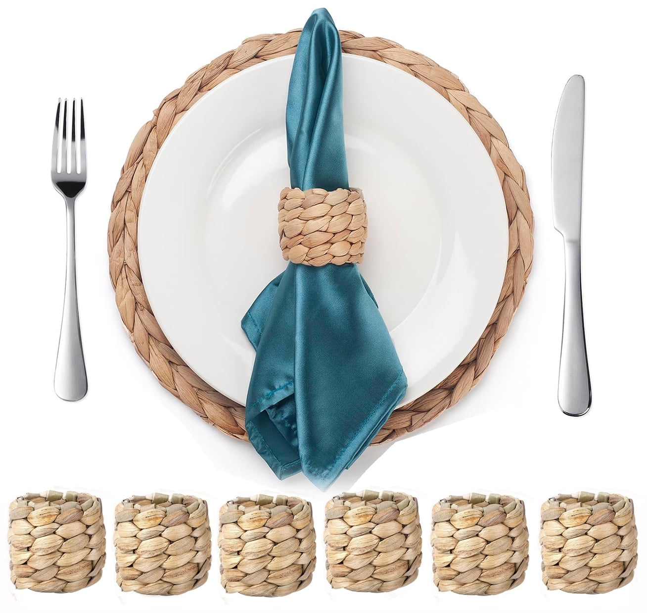 PandaTop Woven Napkin Rings Set of 6 Farmhouse Napkin Rings Bulk Water ...