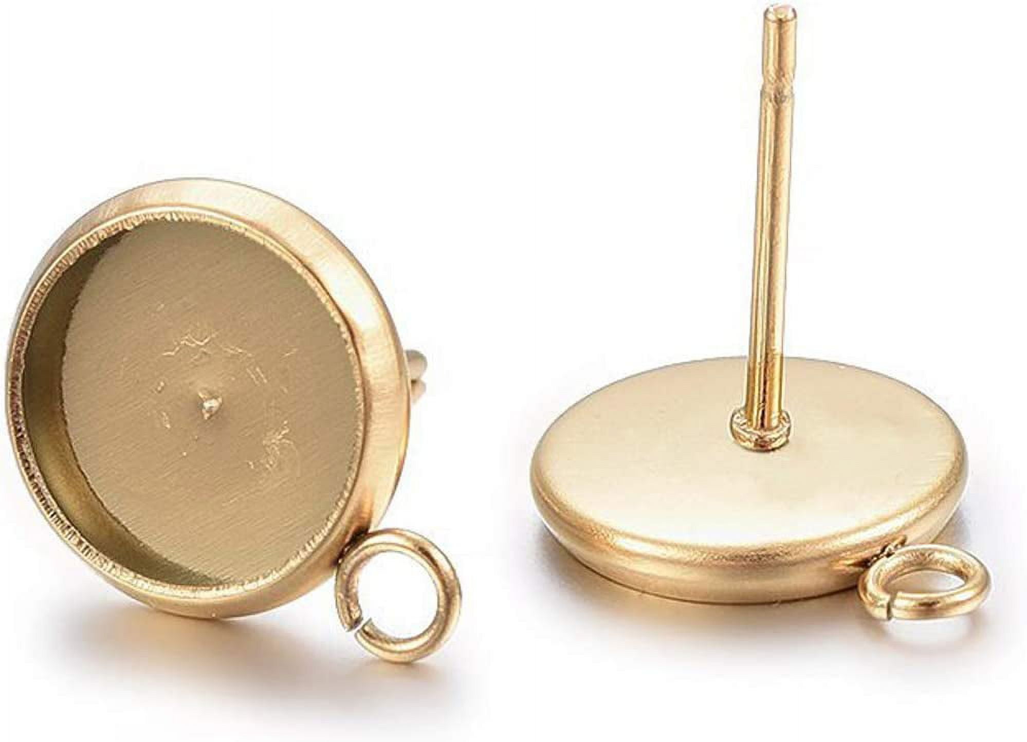 Pandahall 100Pcs Stainless Steel Stud Earring Cabochon Setting 12mm ...