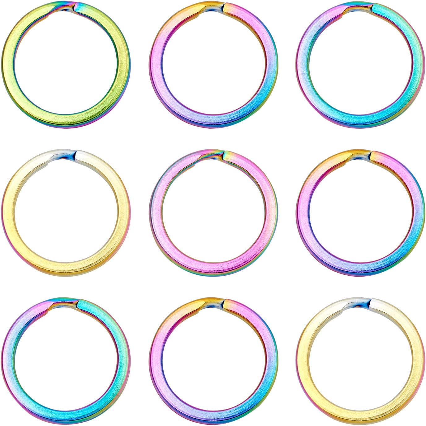 Pandahall 10Pcs 16mm Stainless Steel Keychain Rings Flat Round Split ...