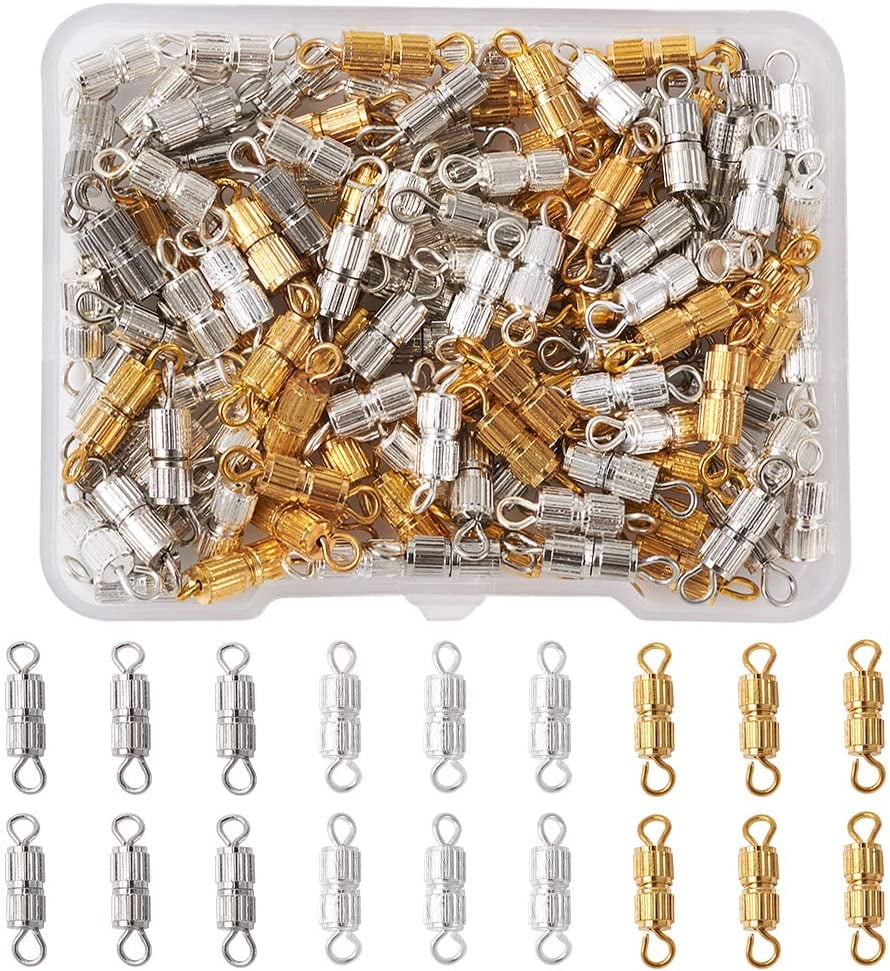 Pandahall 120Pcs/Box Brass Barrel Screw Clasps Screw Type Tube ...
