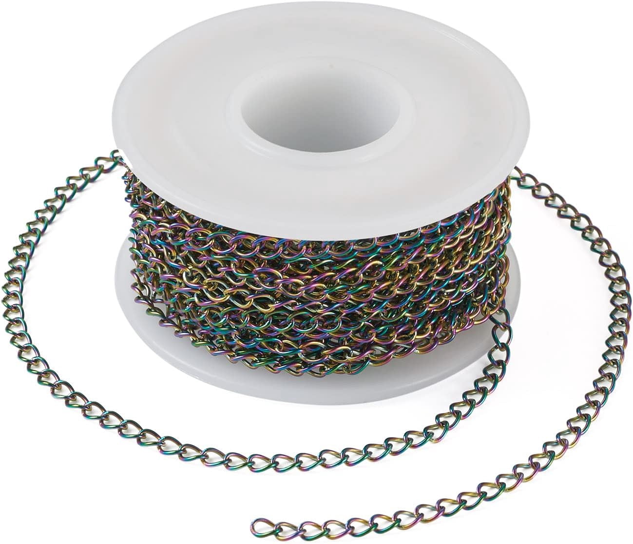 Pandahall 16.40 Feet Soldered Stainless Steel Curb Chains Rainbow Color ...