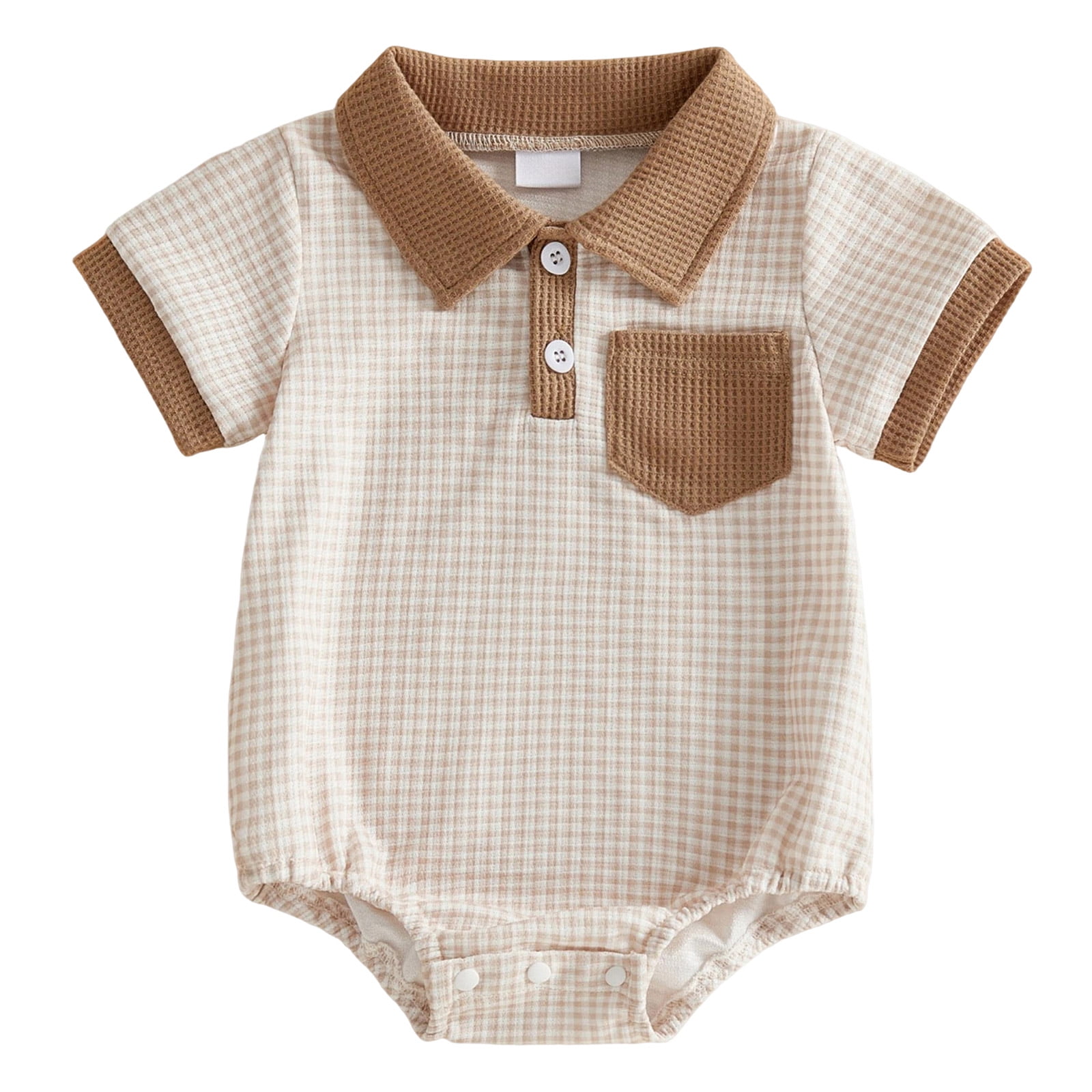 Pandaie 3-18M Newborn Baby Boy Girl Romper Collared Button Short Sleeve ...