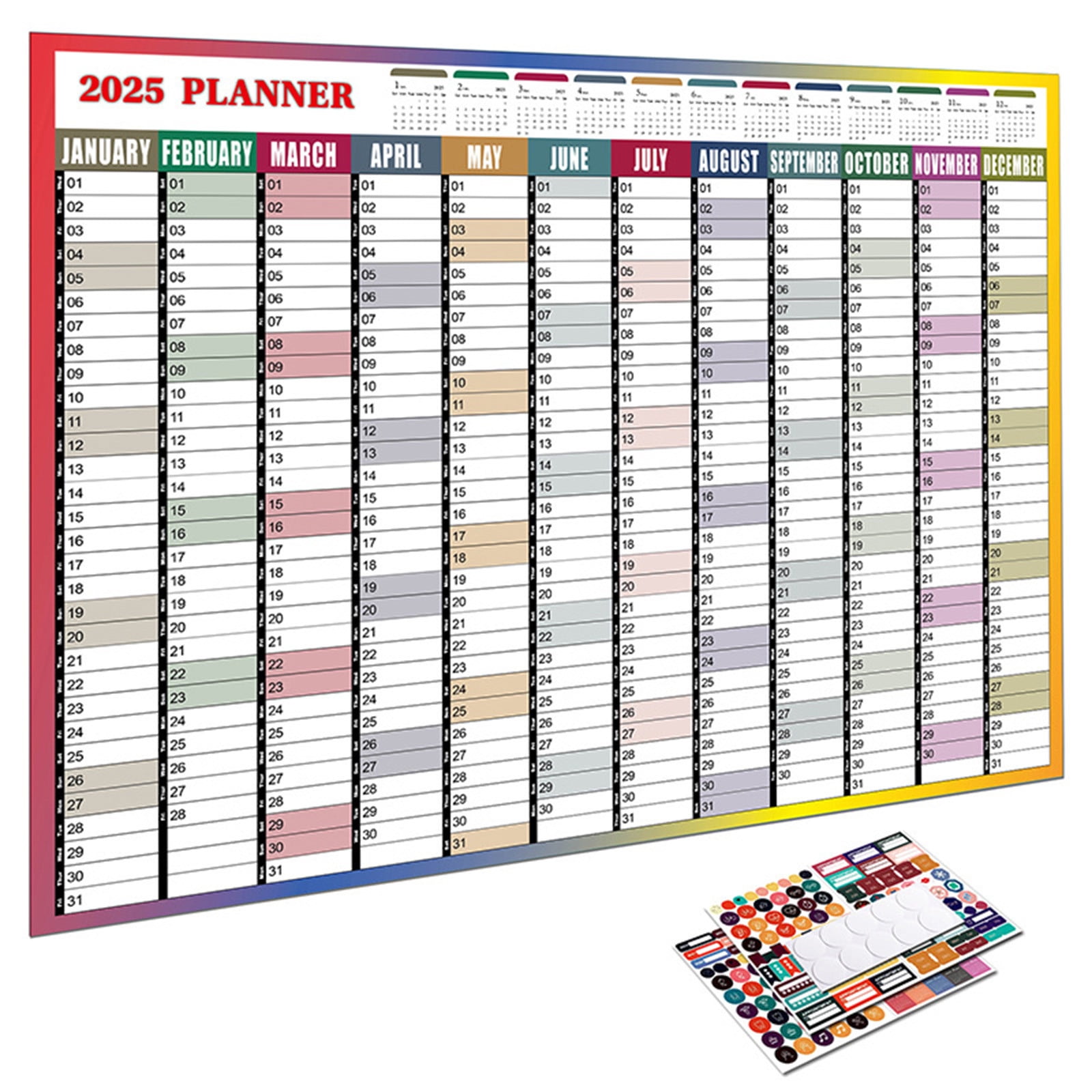 Pandaie 365 Day Poster Calendar Yearly Planner Schedule Calendar Annual ...