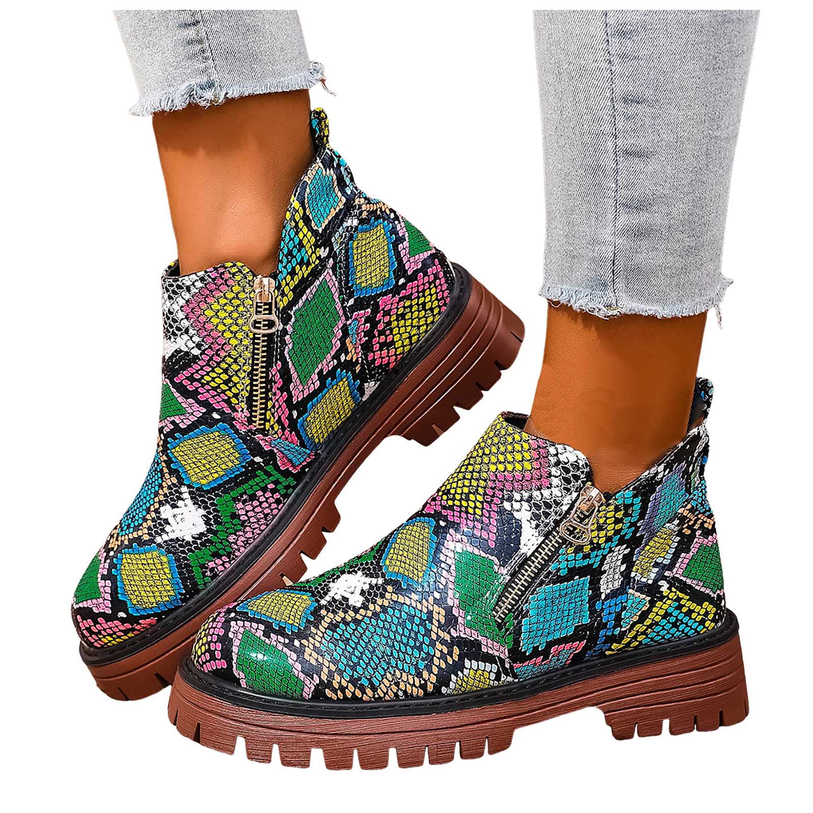 Pandaie Ankle Boots for Women Chunky Low Heel Chelsea Short Booties ...